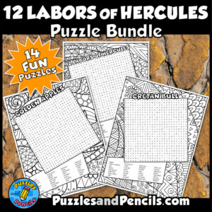 Twelve Labors of Hercules Word Search Puzzle BUNDLE | 14 Greek ...