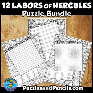 Twelve Labors of Hercules Word Search Puzzle BUNDLE | 14 Greek ...
