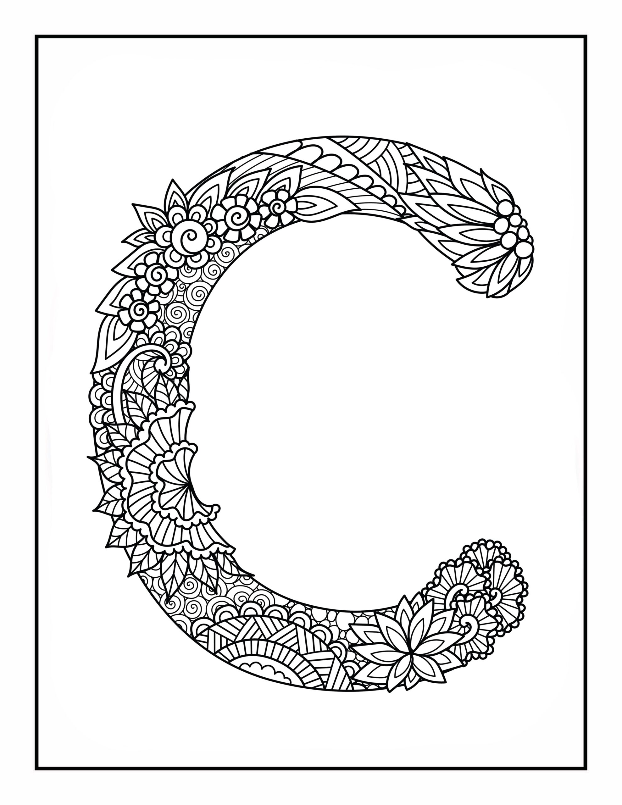 A-Z Alphabets Letters Doodling Coloring Pages | Mandala Patterns ...