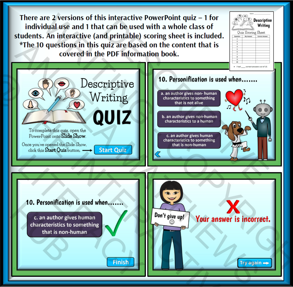 Descriptive Writing - 31 worksheets, Information Book and Interactive ...