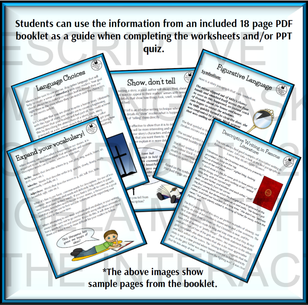 Descriptive Writing - 31 worksheets, Information Book and Interactive ...