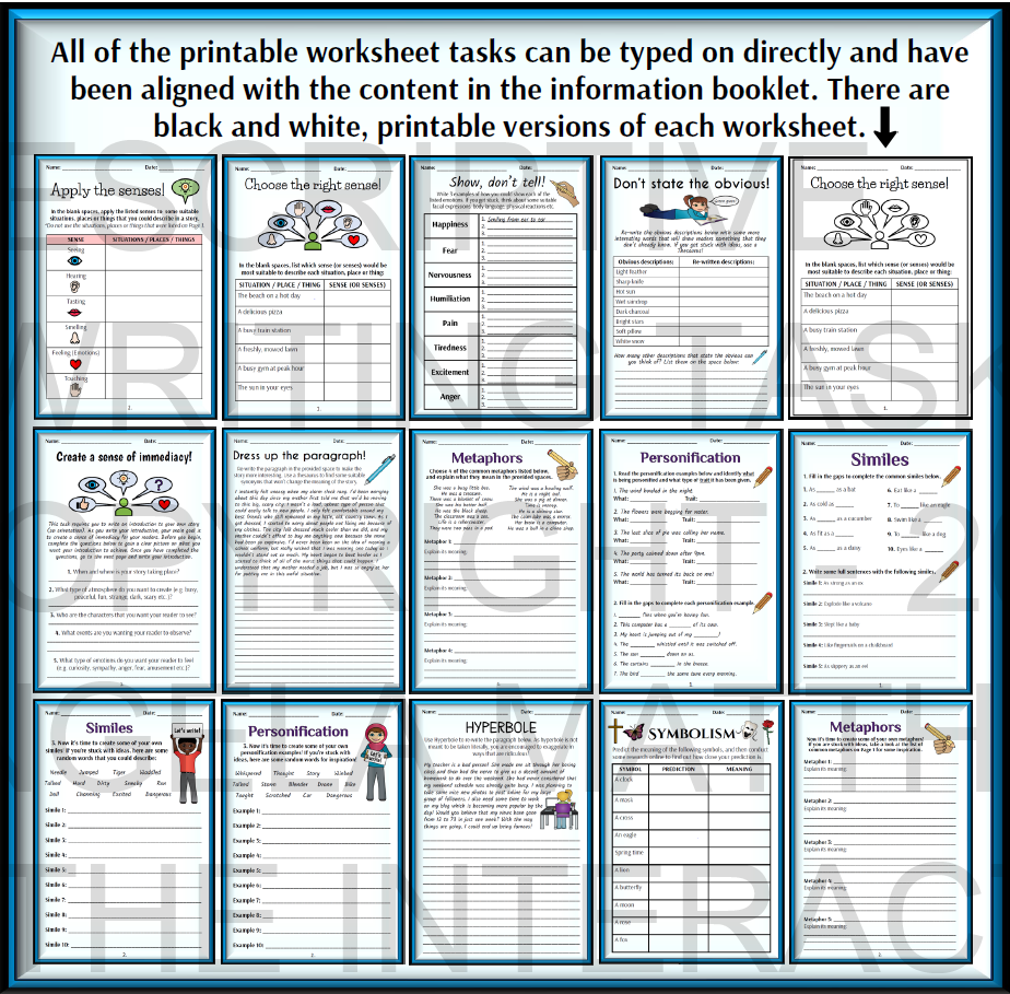 Descriptive Writing - 31 worksheets, Information Book and Interactive ...
