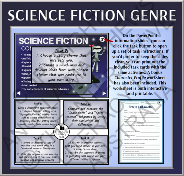 Science Fiction Genre PowerPoint - Interactive Slides with Sci-fi Task ...