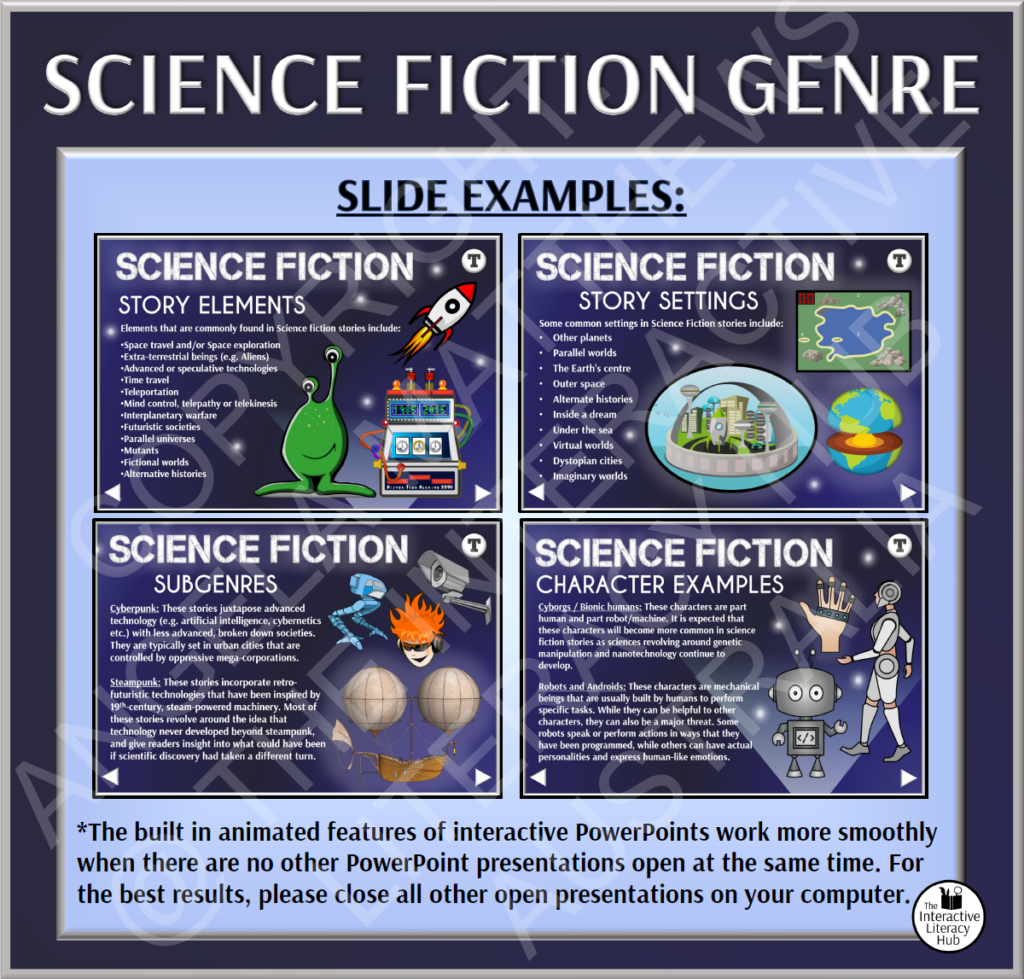 Science Fiction Genre PowerPoint - Interactive Slides with Sci-fi Task ...