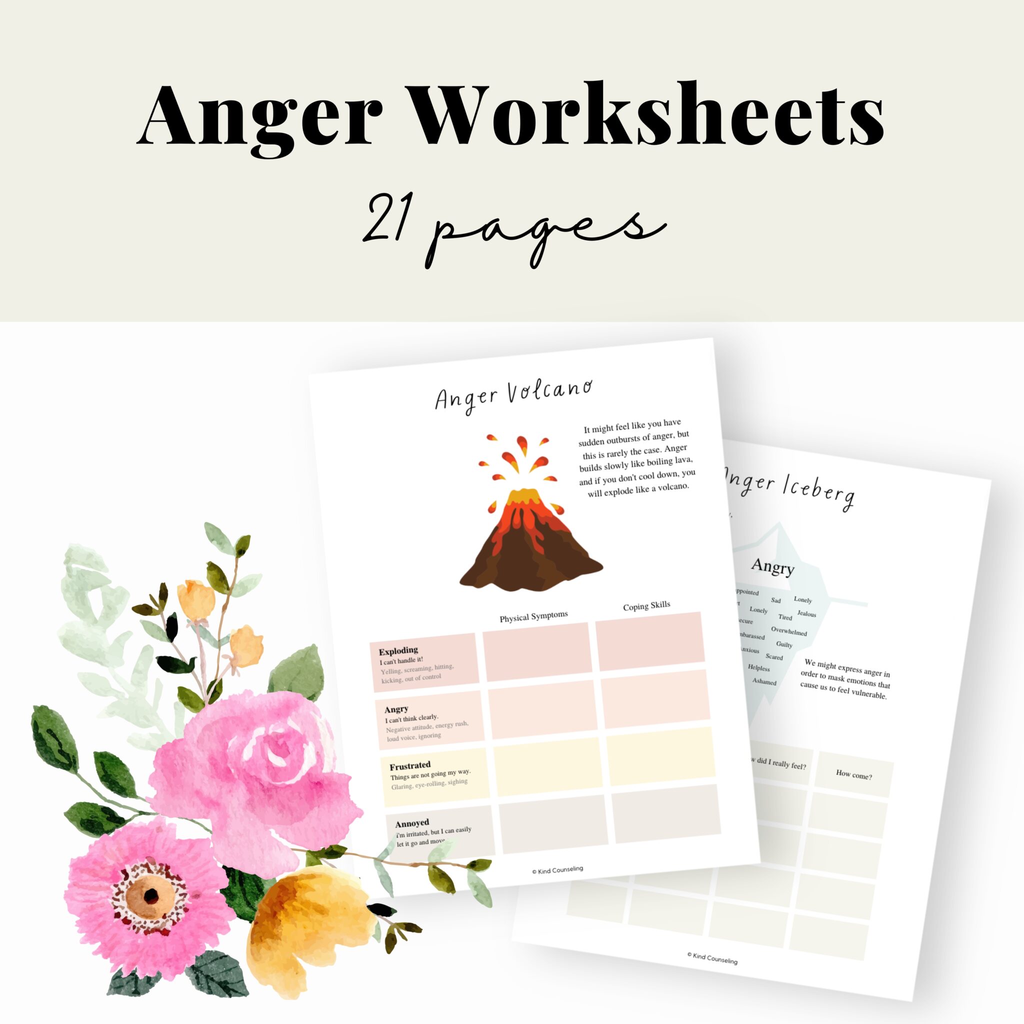Anger management worksheets for teens, cute school counseling handouts ...