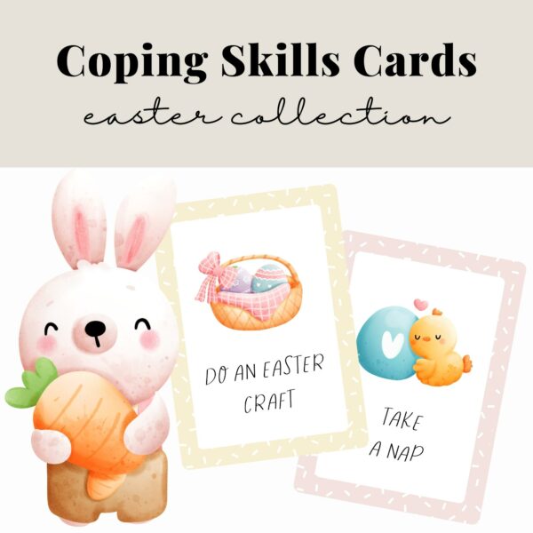 Coping skills cards Easter collection, cute pastel calm down cards for ...