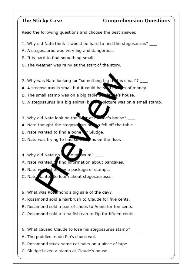 "Nate the Great and the Sticky Case" worksheets | Made By Teachers