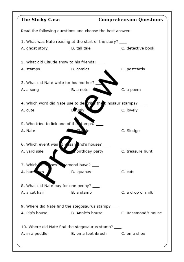 "Nate the Great and the Sticky Case" worksheets | Made By Teachers