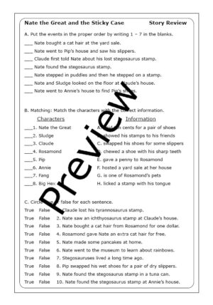 "Nate the Great and the Sticky Case" worksheets | Made By Teachers