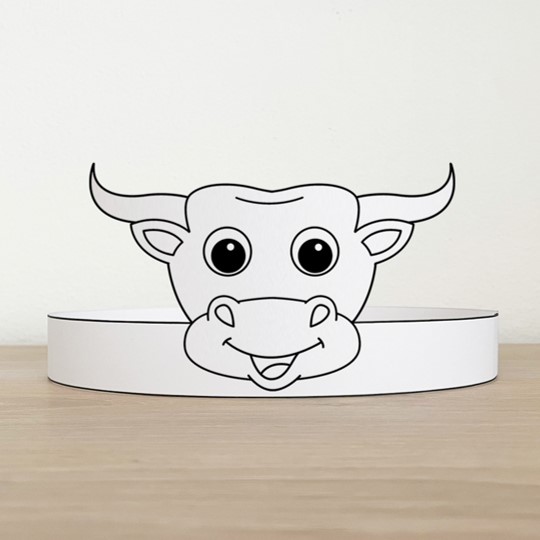 Cow Longhorn Paper Crown Headband Printable Wild West Coloring Craft ...