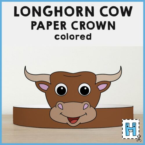 Cow Longhorn Paper Crown Headband Printable Wild West Costume Craft ...