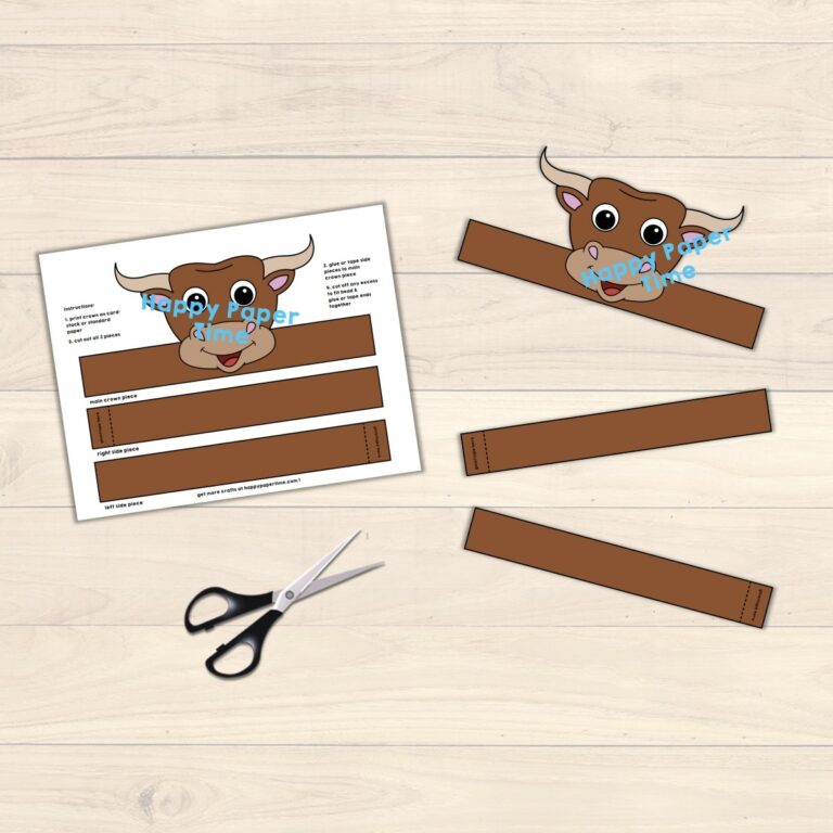 Cow Longhorn Paper Crown Headband Printable Wild West Costume Craft ...