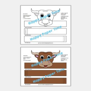 Cow Longhorn Paper Crown Headband Printable Wild West Coloring Craft ...