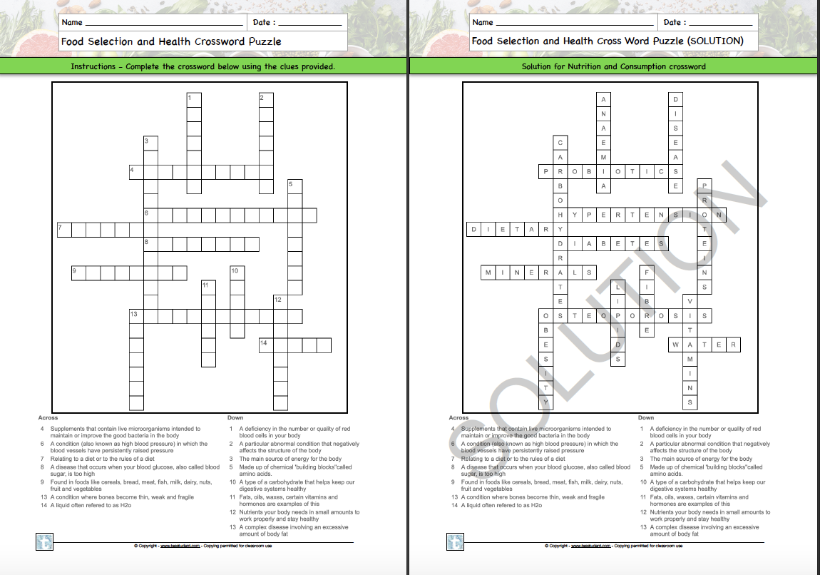 Food Technology Lessons - Set 1 - "Food Selection and Health" | Made By ...