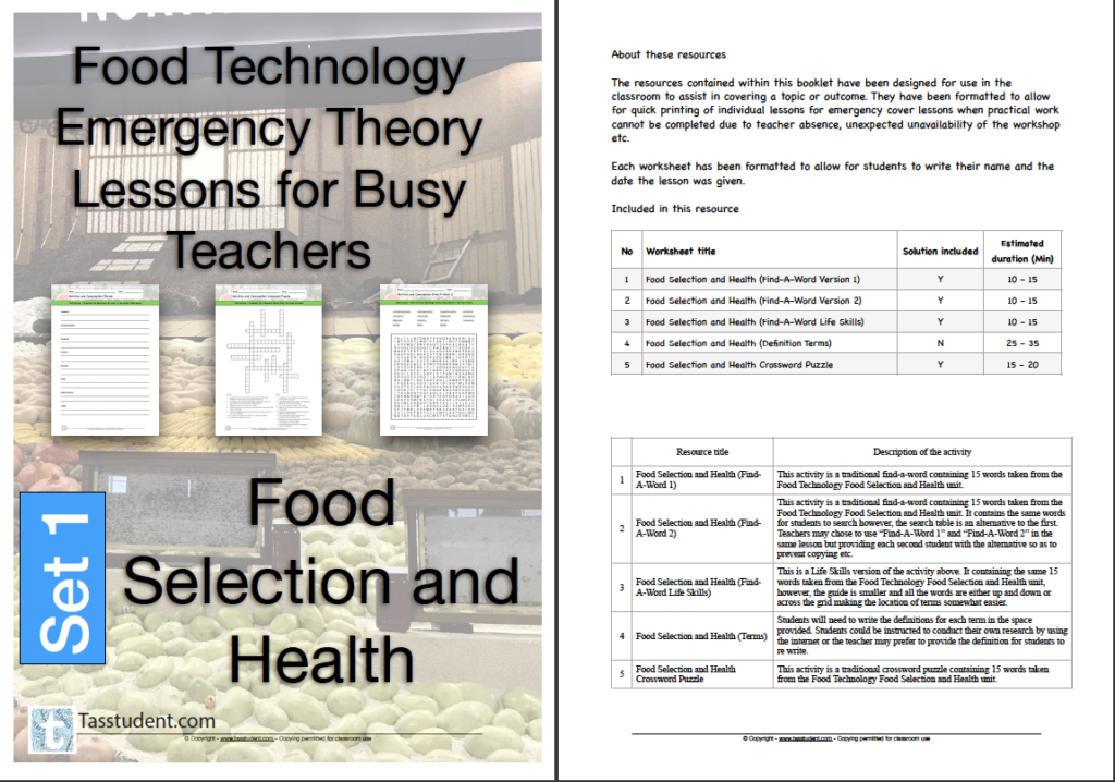 Food Technology Lessons - Set 1 - "Food Selection and Health" | Made By ...