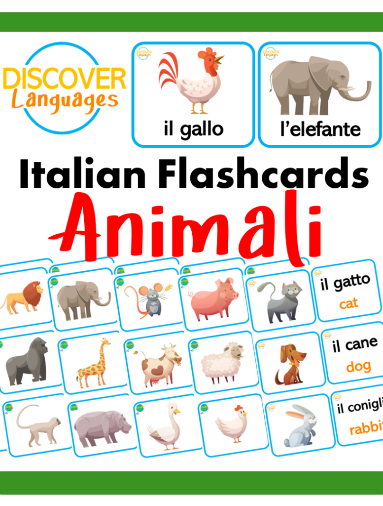 Beginner Italian Flash Cards Farm & Zoo Animals - Animali | Made By ...