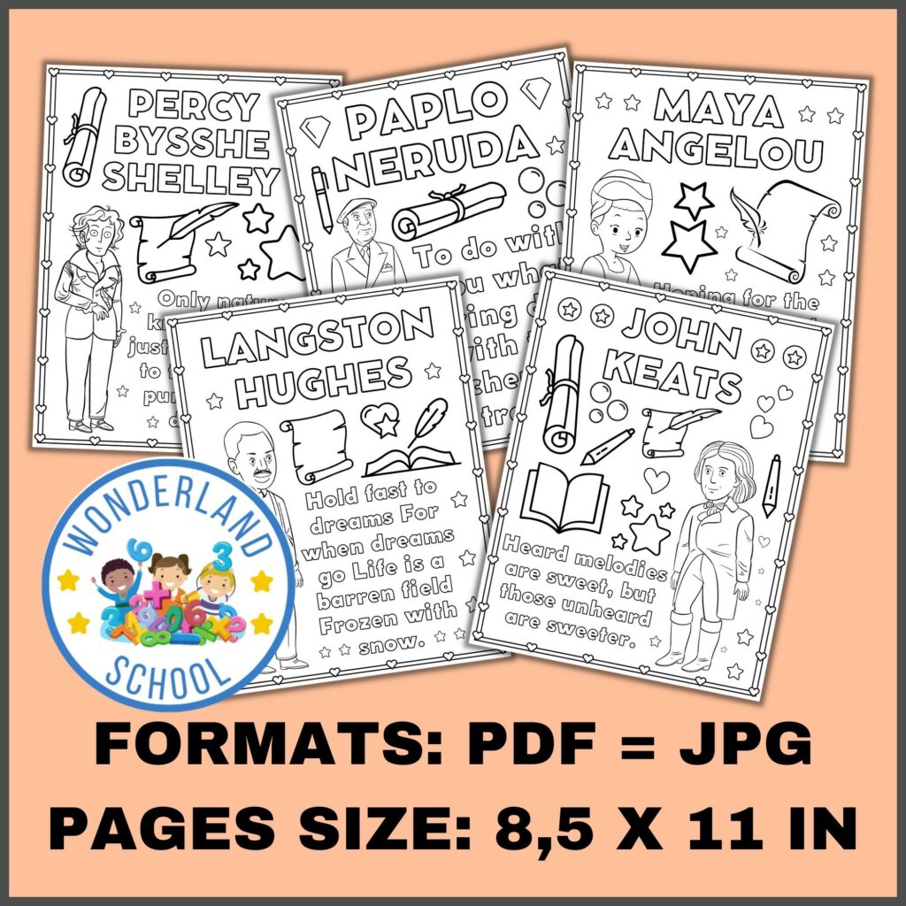 Celebrate Famous Poets with Coloring Pages for National Poetry Month ...