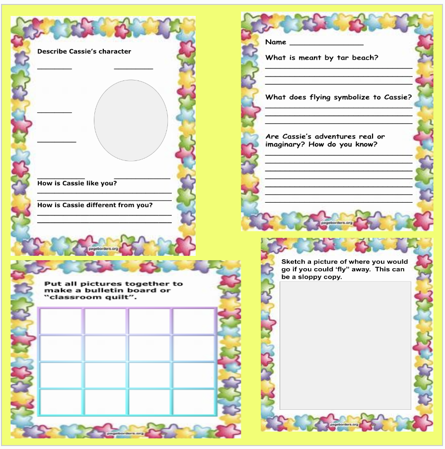 TAR BEACH BY FAITH RINGGOLD READING COMPREHENSION WITH ACTIVITIES UNIT ...