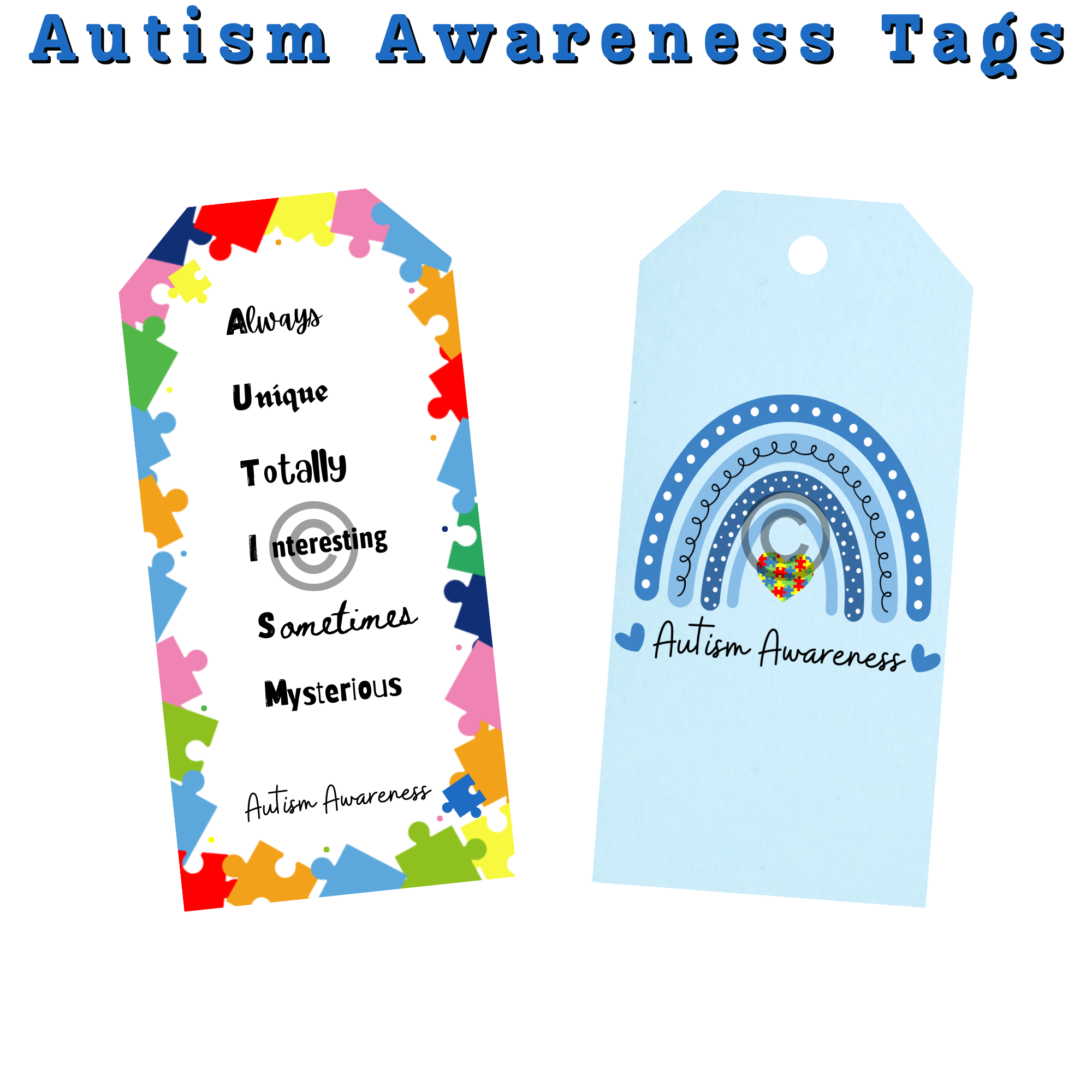 Autism Awareness Tags, Two different designs, Autism awareness ...