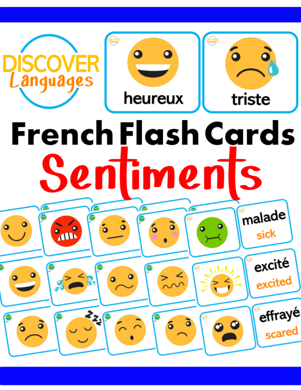 French Flashcards for beginners - Feelings Emotions Sentiments | Made ...