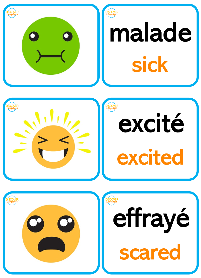 French Flashcards for beginners - Feelings Emotions Sentiments | Made ...