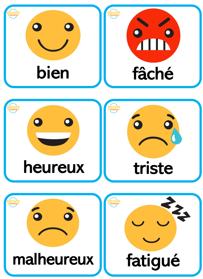 French Flashcards for beginners - Feelings Emotions Sentiments | Made ...