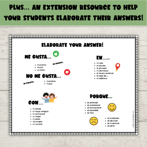 Dados y discusión - Spanish GUSTAR Interpersonal Speaking Activity ...