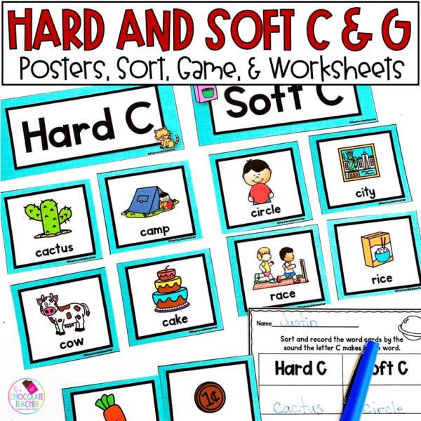 Hard and Soft C and G Phonics Worksheets, Posters, Word Sort, and Game ...