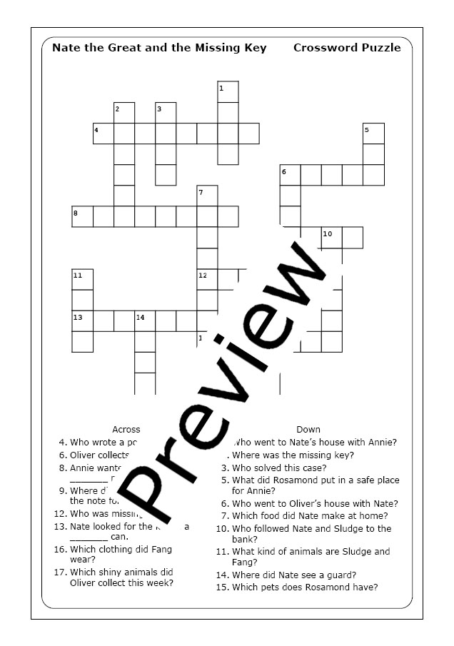 "Nate the Great and the Missing Key" worksheets | Made By Teachers