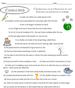 Sixth Grade in Words | Made By Teachers