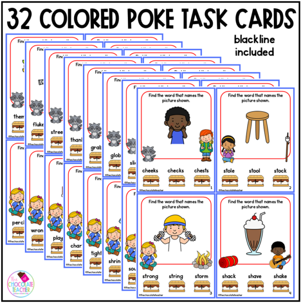 Phonics Task Poke Cards & Worksheets 1st Grade - Vowel Teams, Blends ...