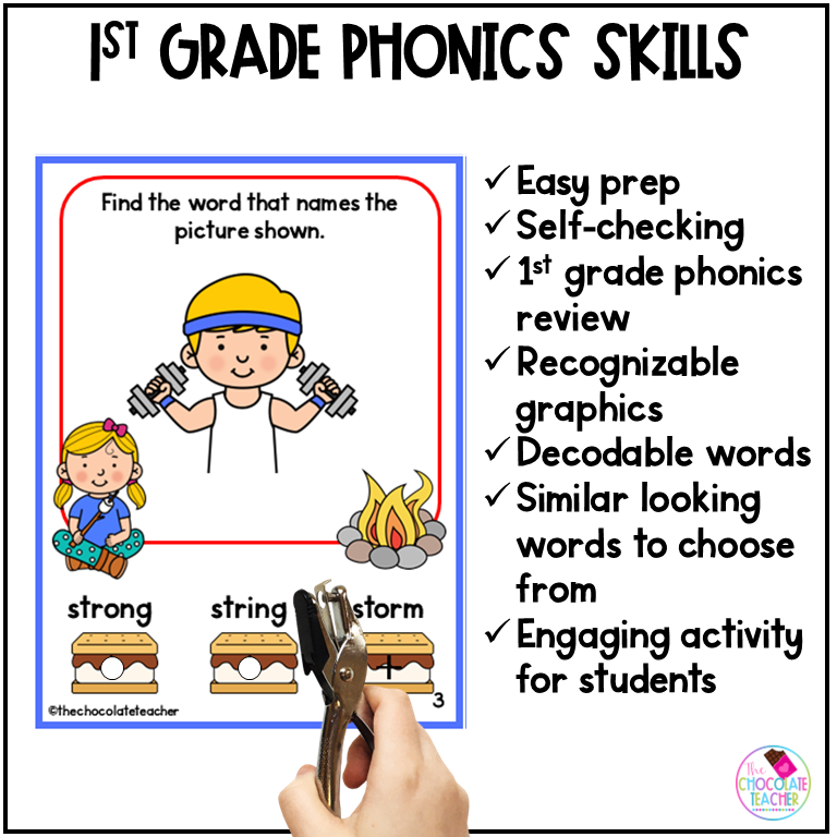 Phonics Task Poke Cards & Worksheets 1st Grade - Vowel Teams, Blends ...