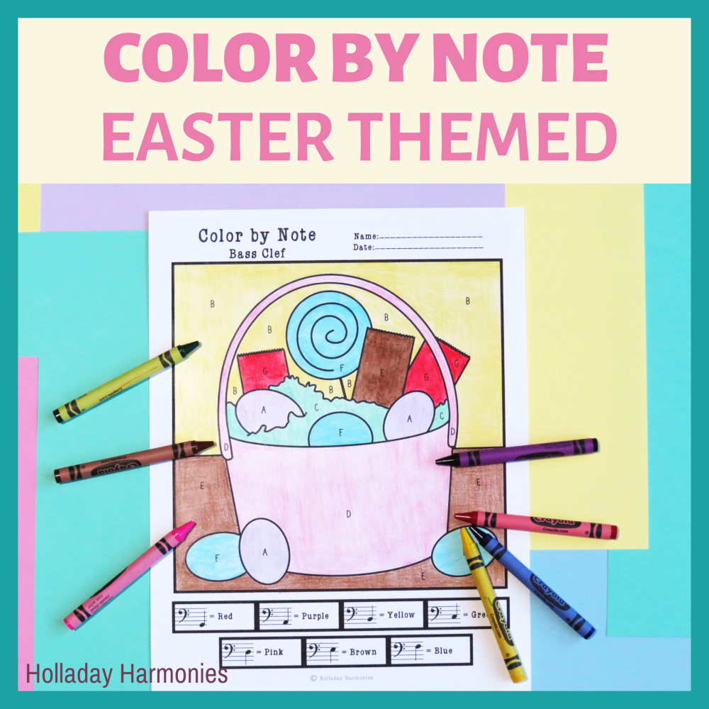 Easter Themed Color by Note - Treble Clef and Bass Clef | Made By Teachers