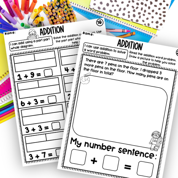 Addition Strategies Worksheets Number Line Ten Frames Word Problems ...