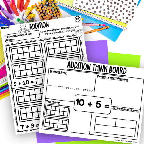 Addition Strategies Worksheets Number Line Ten Frames Word Problems ...