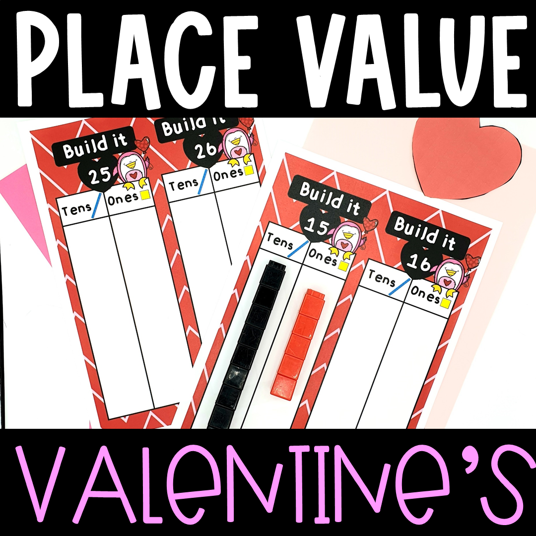 Valentines Day Place Value Tens and Ones Kindergarten 1st Grade 2nd ...