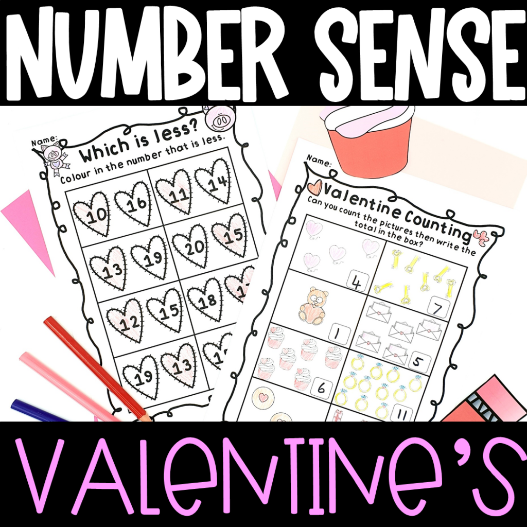 Valentines Day Number Sense Counting Worksheets Pre-k Kindergarten ...