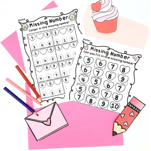 Valentines Day Number Sense Counting Worksheets Pre-k Kindergarten ...