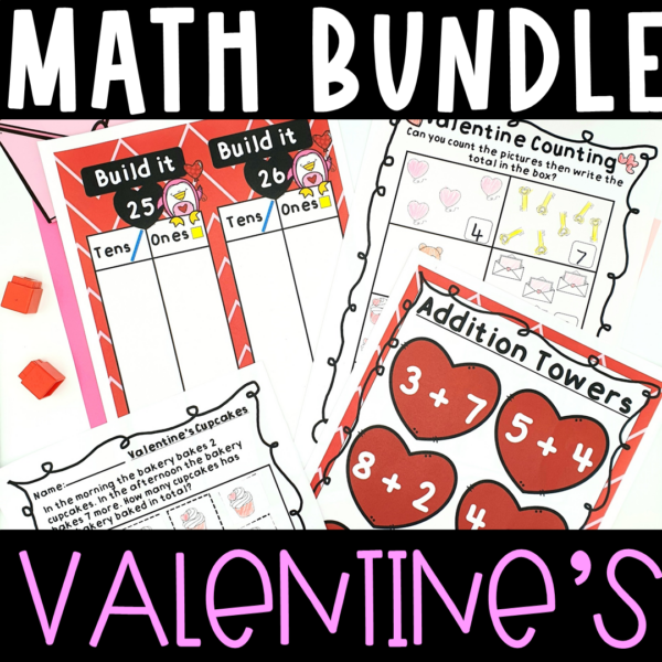 Valentine Addition Subtraction Number Sense Place Value Bundle 1st ...