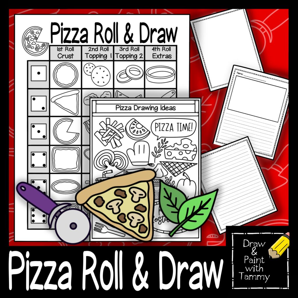 Roll a pizza roll and draw pizza theme drawing art game Art sub lesson ...