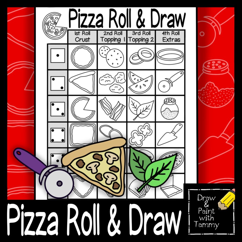 Roll a pizza roll and draw pizza theme drawing art game Art sub lesson ...