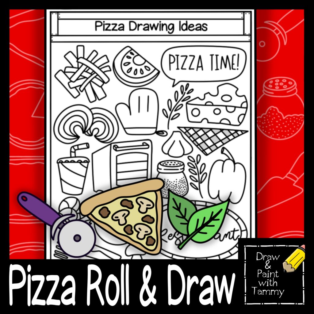 Roll a pizza roll and draw pizza theme drawing art game Art sub lesson ...