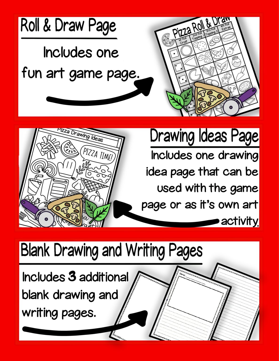 Roll a pizza roll and draw pizza theme drawing art game Art sub lesson ...