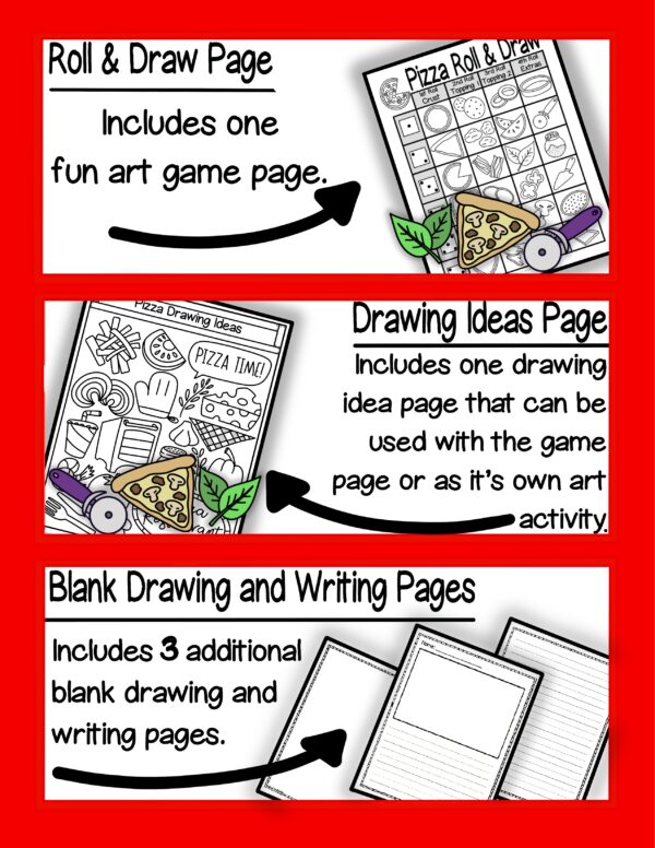 Roll a pizza roll and draw pizza theme drawing art game Art sub lesson ...
