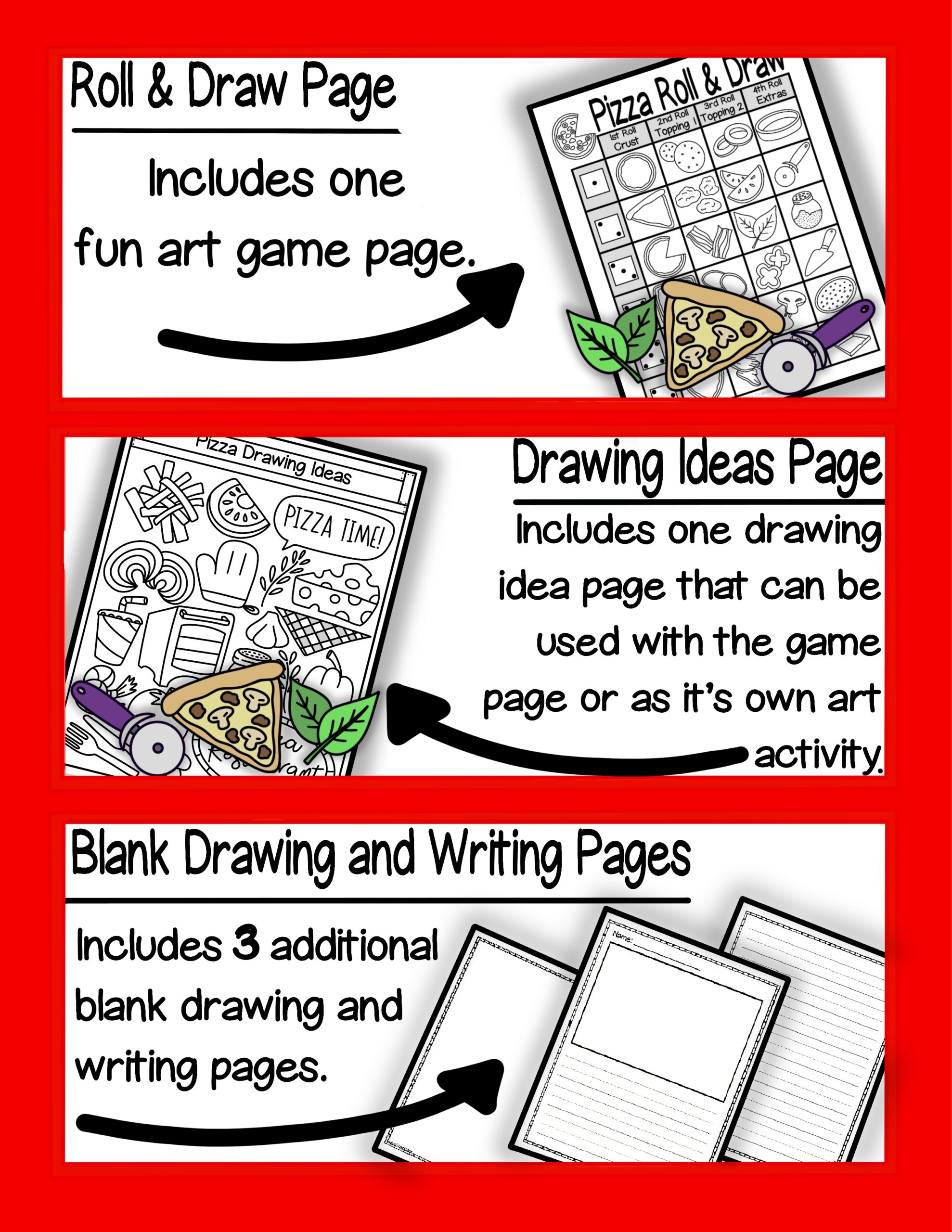 Roll a pizza roll and draw pizza theme drawing art game Art sub lesson ...