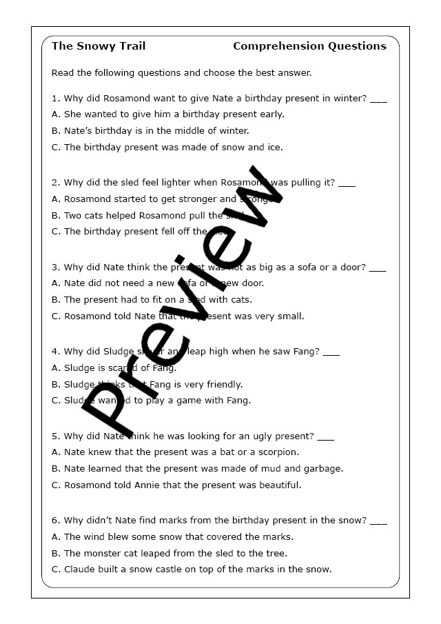 "Nate the Great and the Snowy Trail" worksheets - Made By Teachers
