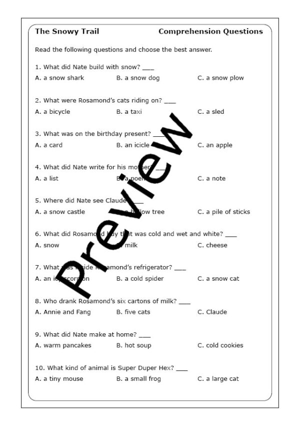 "Nate the Great and the Snowy Trail" worksheets | Made By Teachers