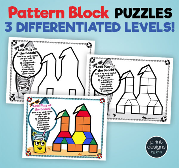 Pattern Block Puzzles • Math Shape Puzzles • Summer Theme | Made By ...