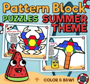 Pattern Block Puzzles • Math Shape Puzzles • Summer Theme | Made By ...