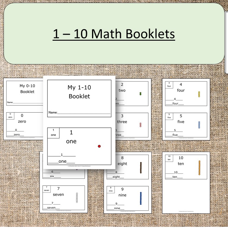 1 - 10 Booklets Math Work Montessori Numberal and Numbers | Made By ...